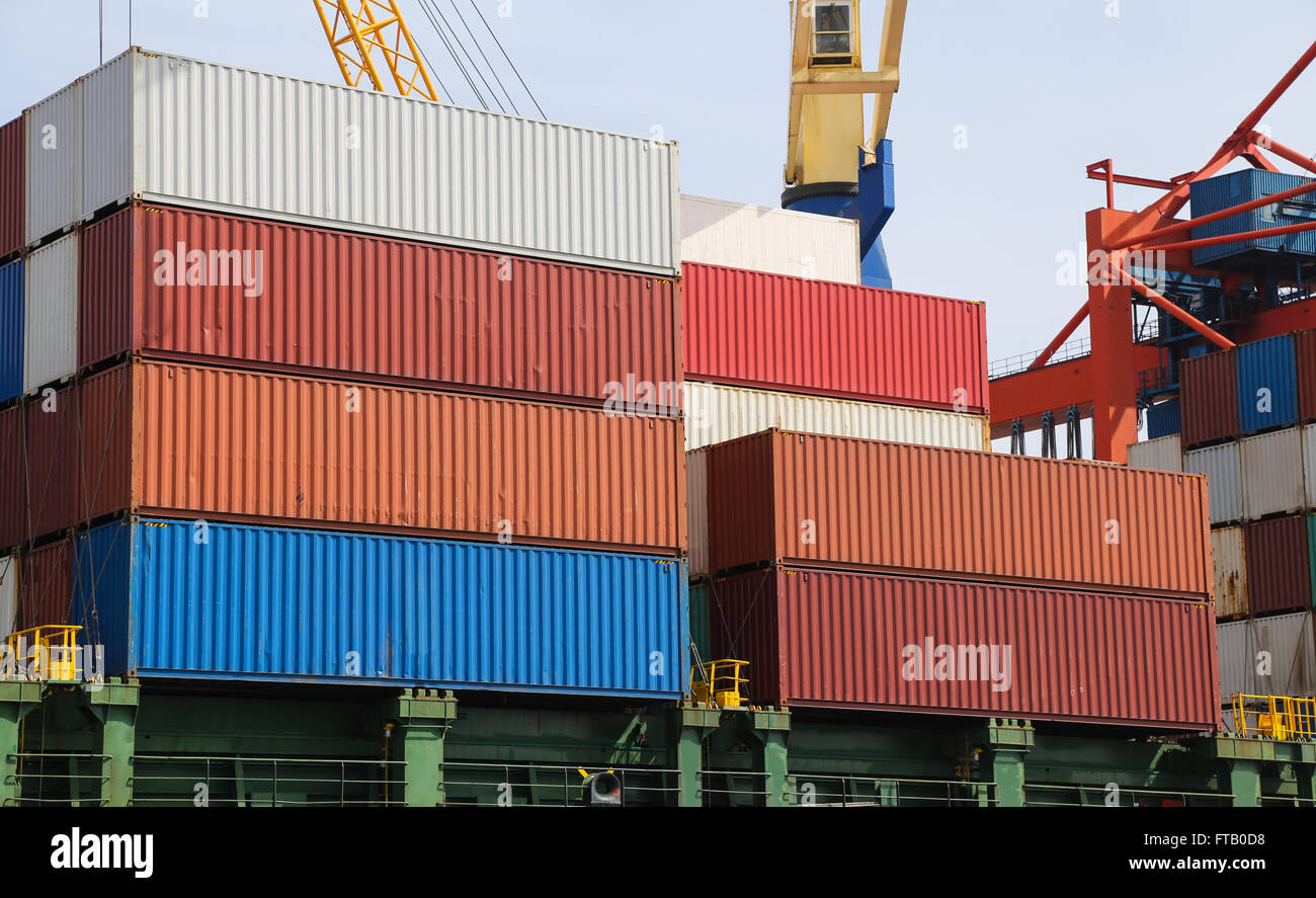 Container Ship is loading in a port Stock Photo - Alamy