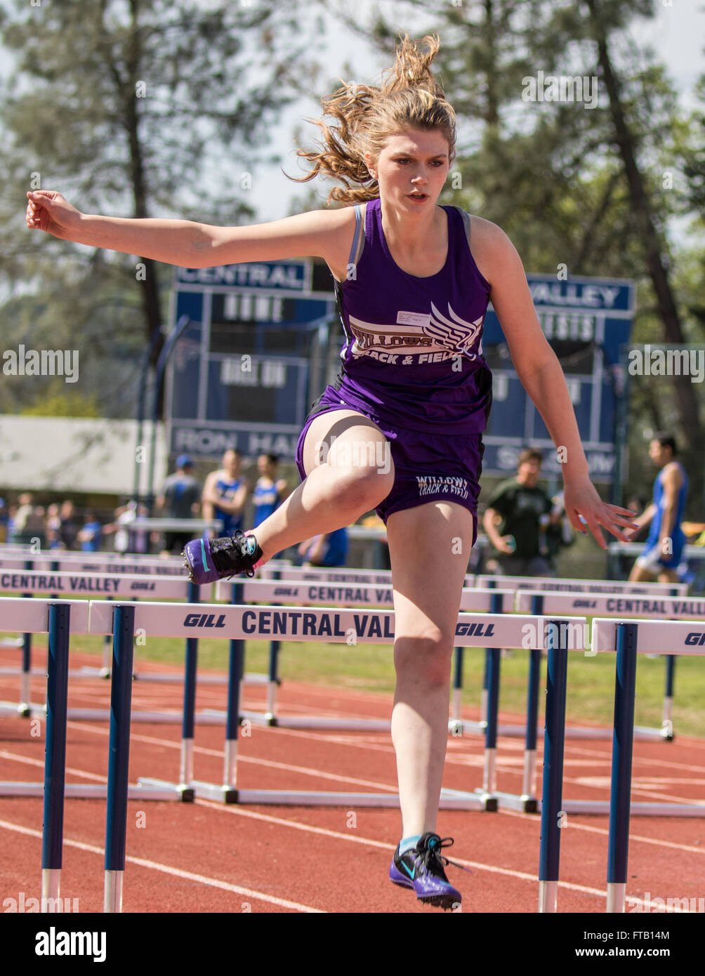 Low hurdles race at the Burt Williams Track and Field Classic. City of ...