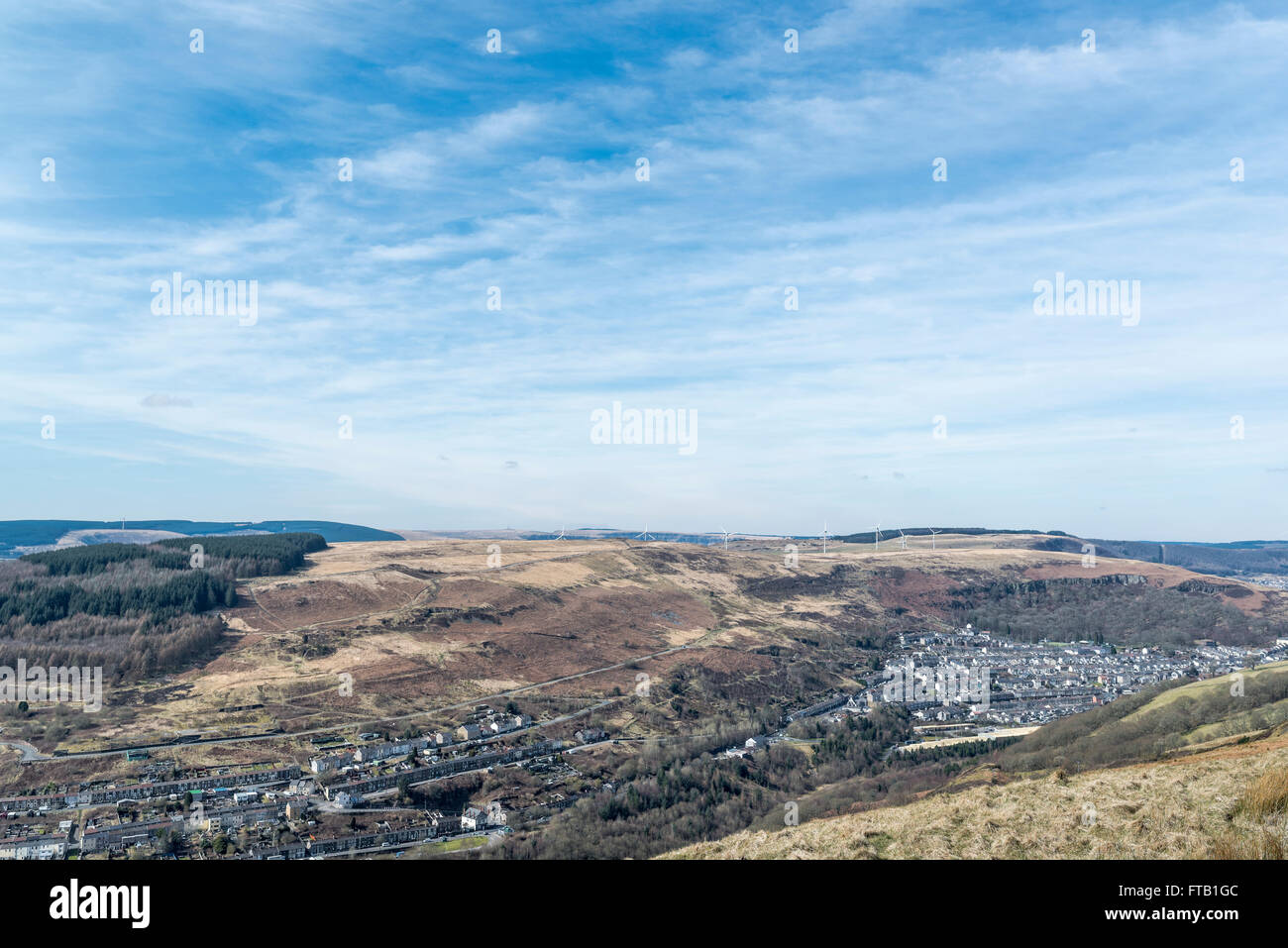 The village of Ferndale from the hills above the valley, and the wind ...