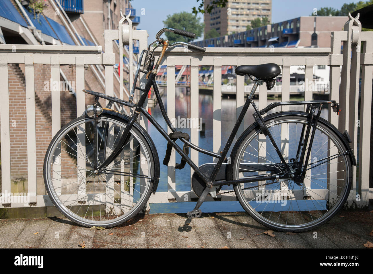 Bike and Canal Bridge in Rotterdam, Holland, Netherlands Stock Photo ...