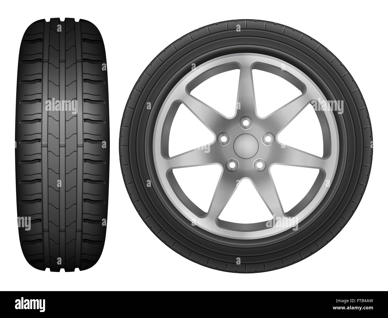 Car wheel rim tire on a white background Stock Photo - Alamy