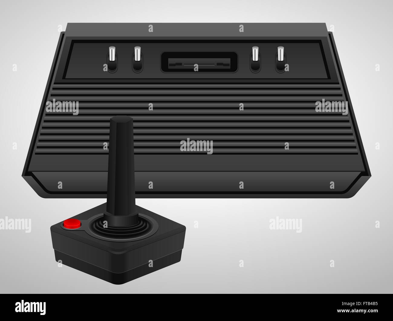 Retro console and joystick on a white background Stock Photo - Alamy