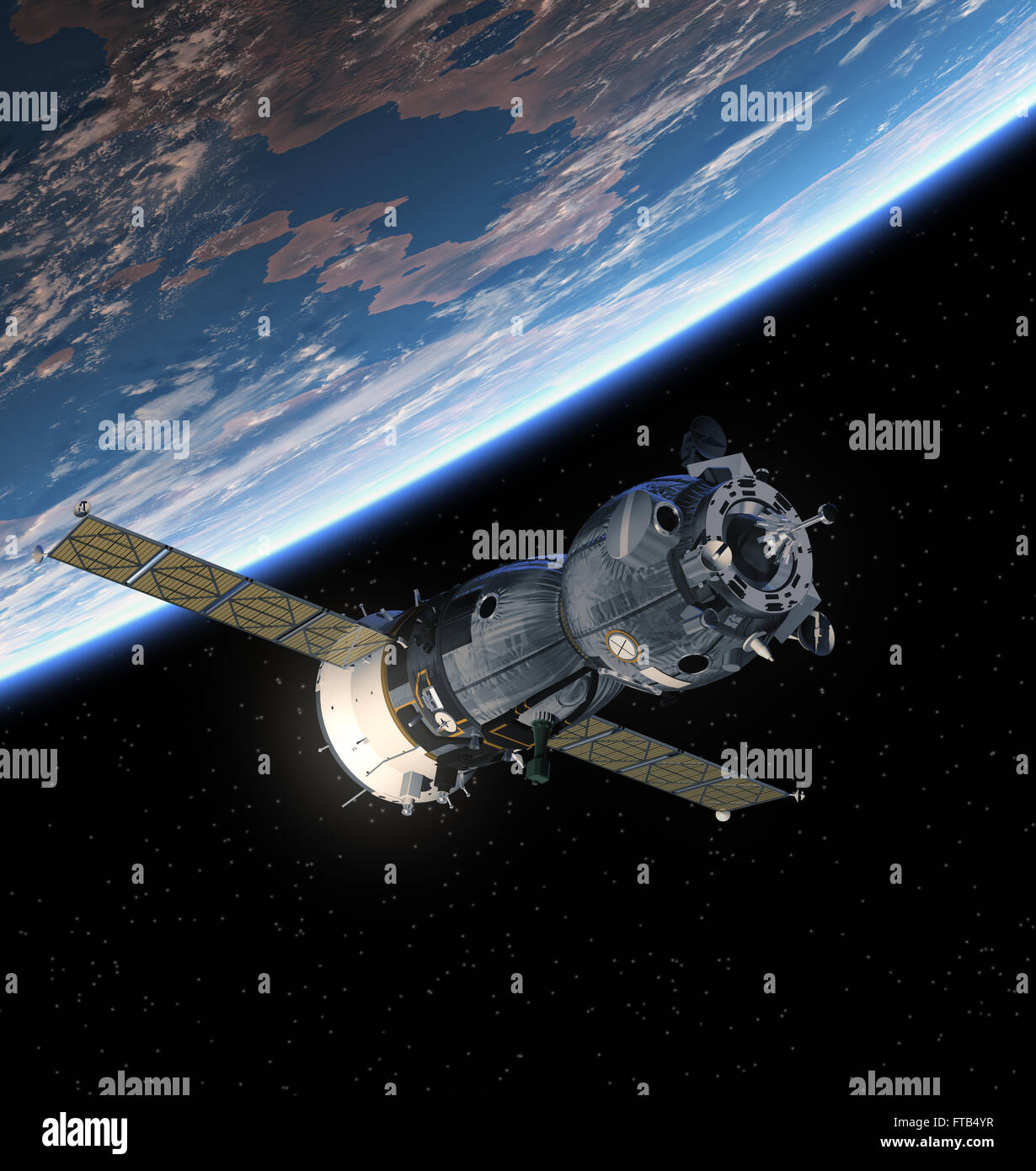 Spacecraft With Open The Solar Panels. 3D Scene Stock Photo - Alamy