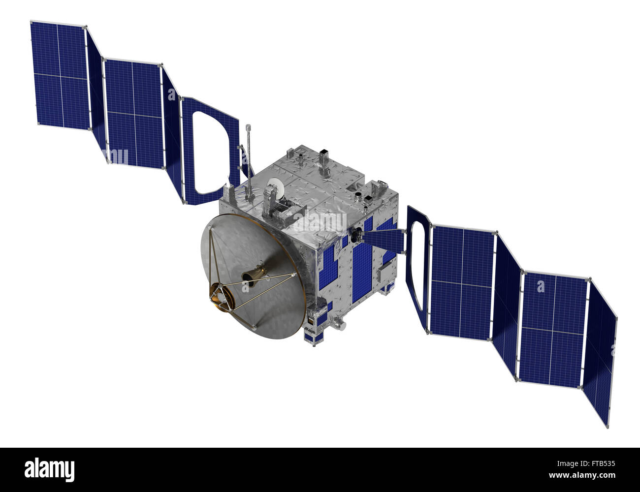 Satellite Deploys Solar Panels. 3D Model Over White Background Stock ...