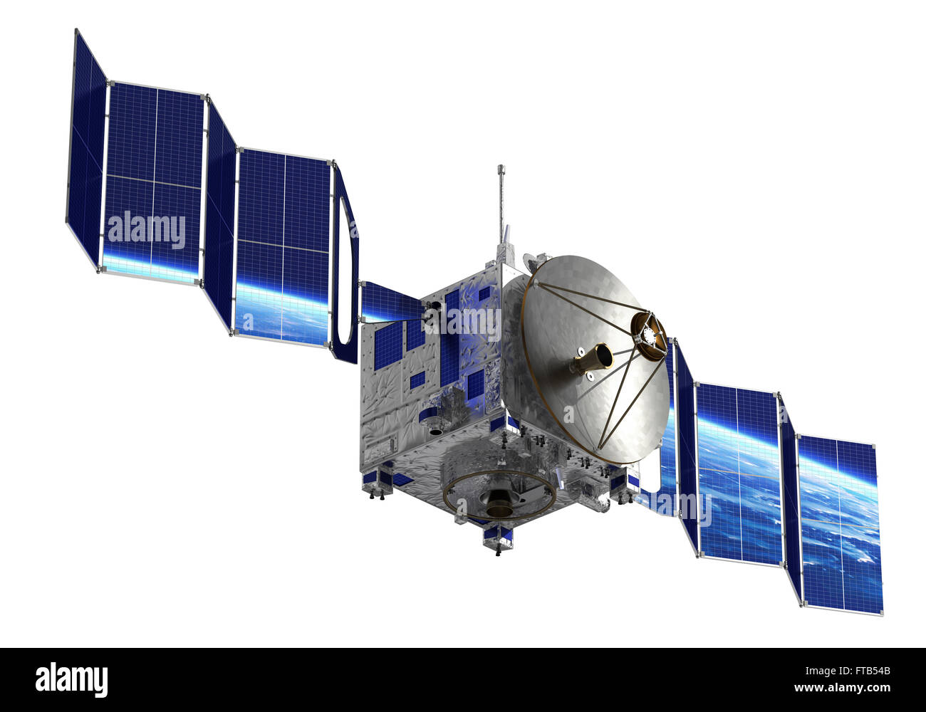 Satellite Deploys Solar Panels. 3D Model Over White Background Stock ...