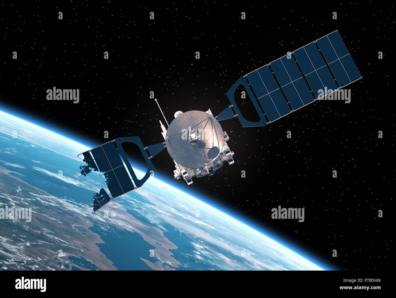 Crashed Satellite Orbiting Earth. 3D Scene Stock Photo - Alamy
