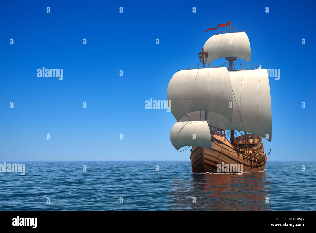 Caravel In The Ocean Stock Photo - Alamy