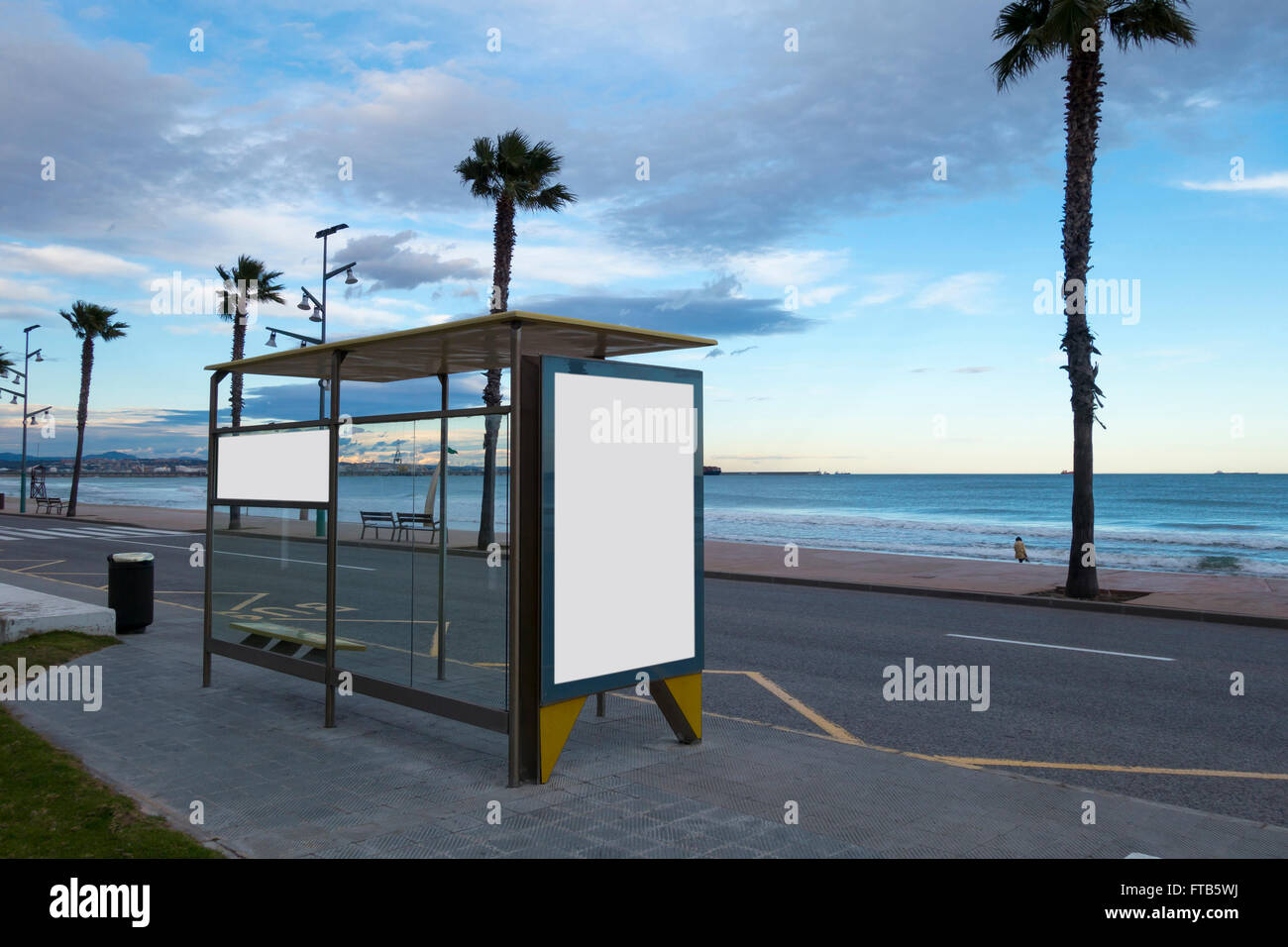 Blank billboard in a bus stop, for advertisement Stock Photo - Alamy