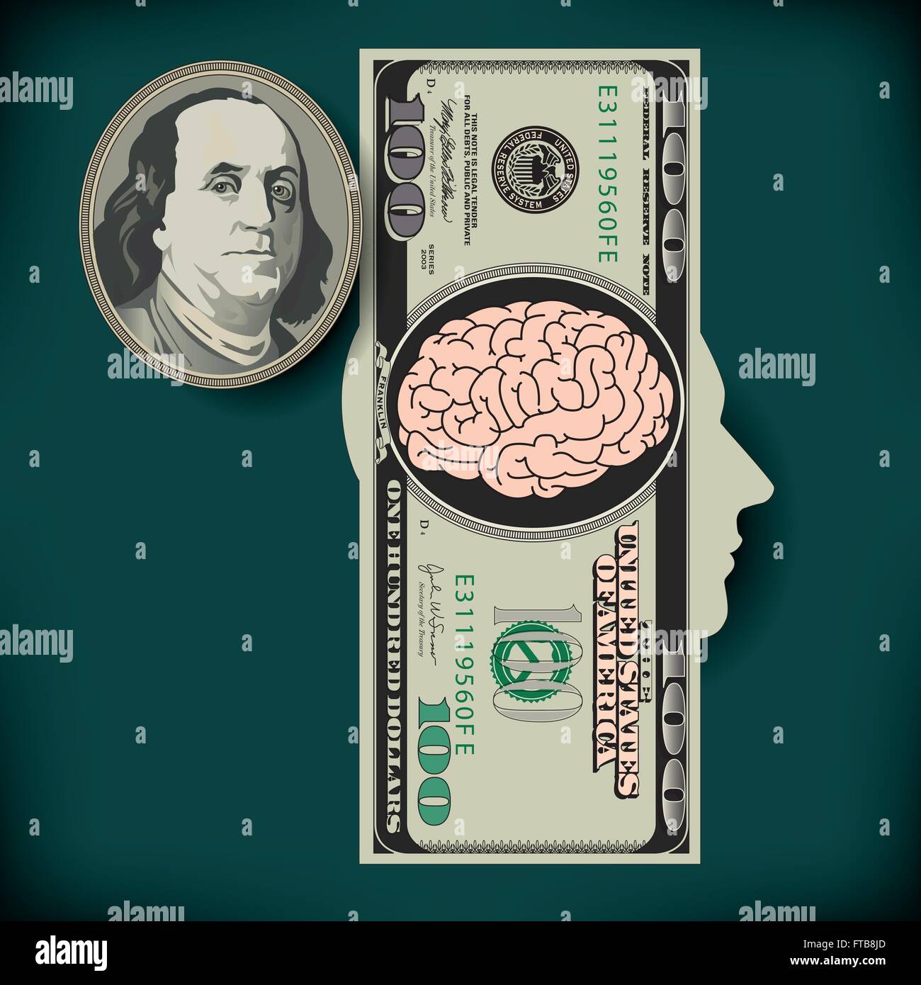 Using the brain to make money is the theme of this illustration Stock ...