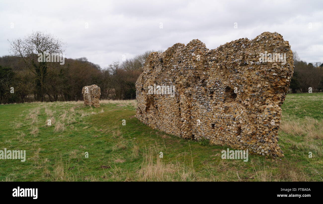 The archaeological ruins of Tilty Abbey near Stansted, Essex, UK Stock ...