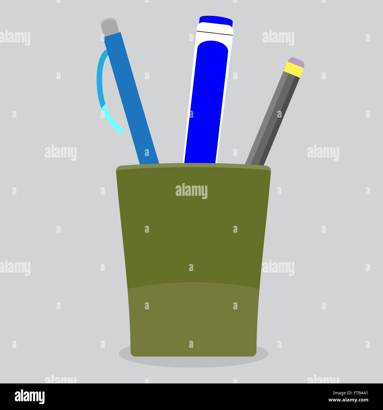 Cup stationery pen pencil. Office drawing tool, container for ...