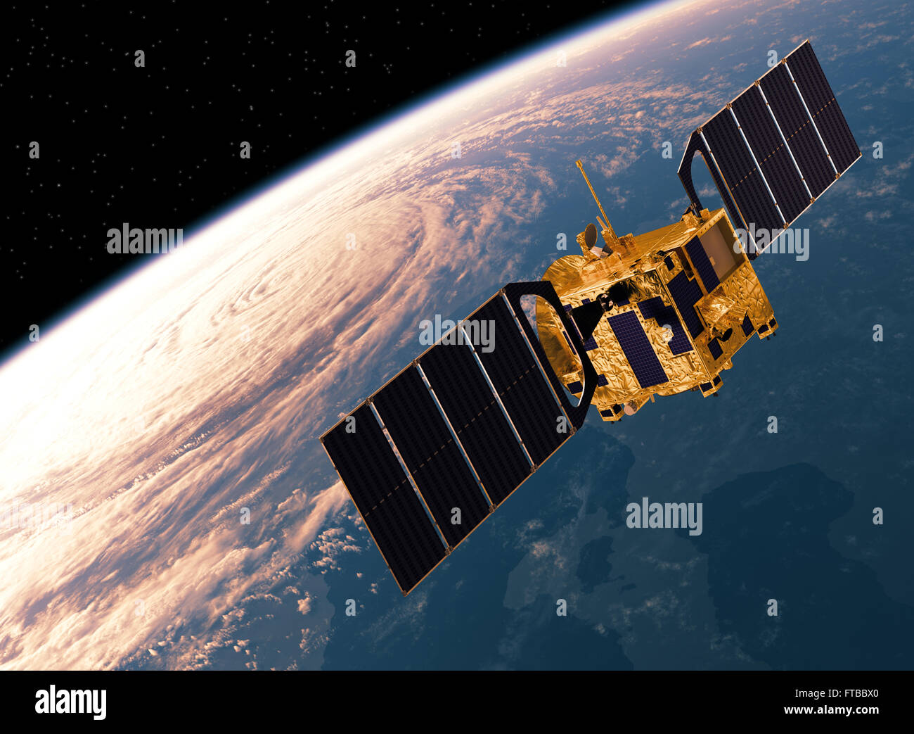 Satellite Orbiting Earth. 3D Scene Stock Photo - Alamy