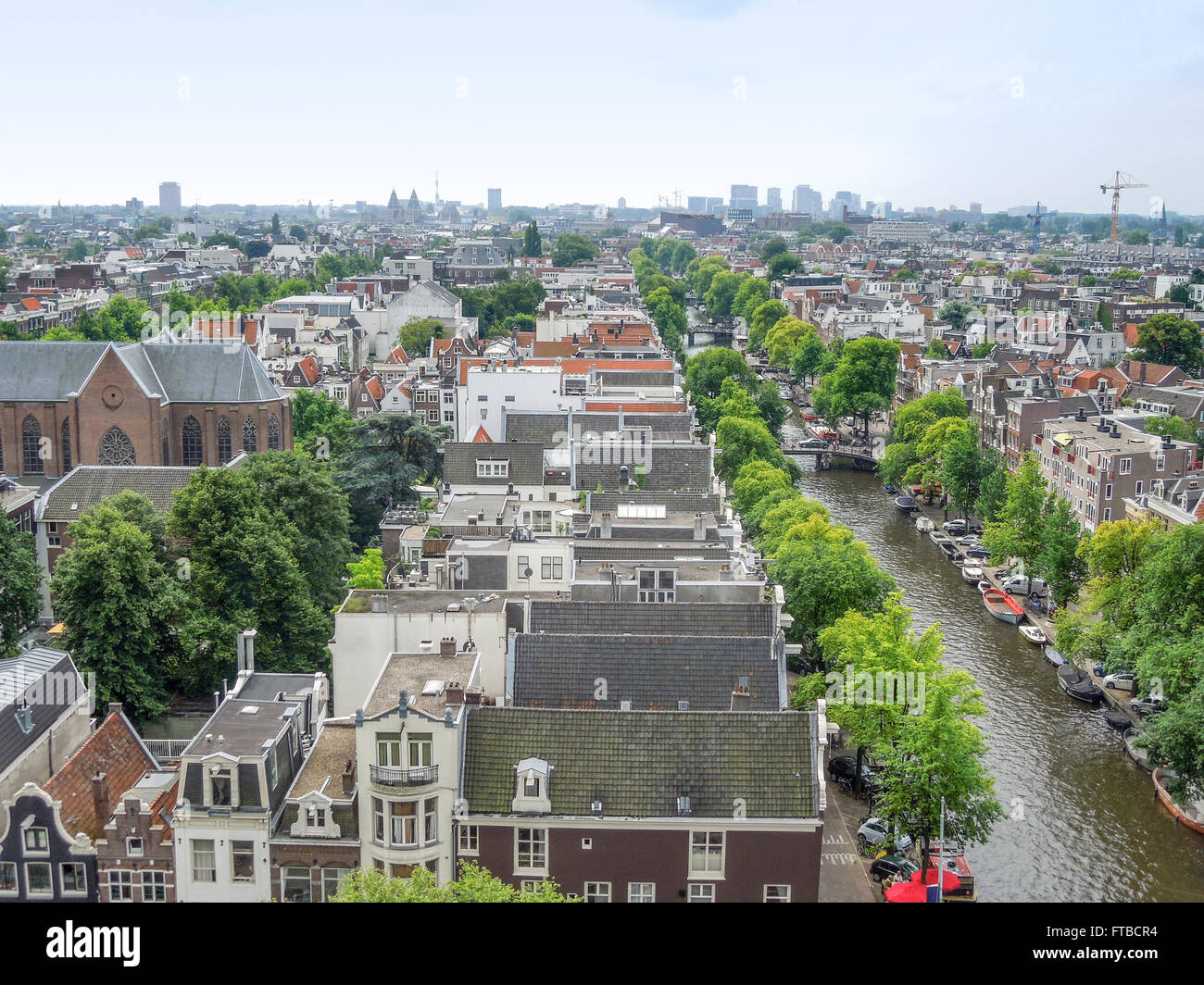 high angle view of Amsterdam, the dutch capital city of the Kingdom of ...