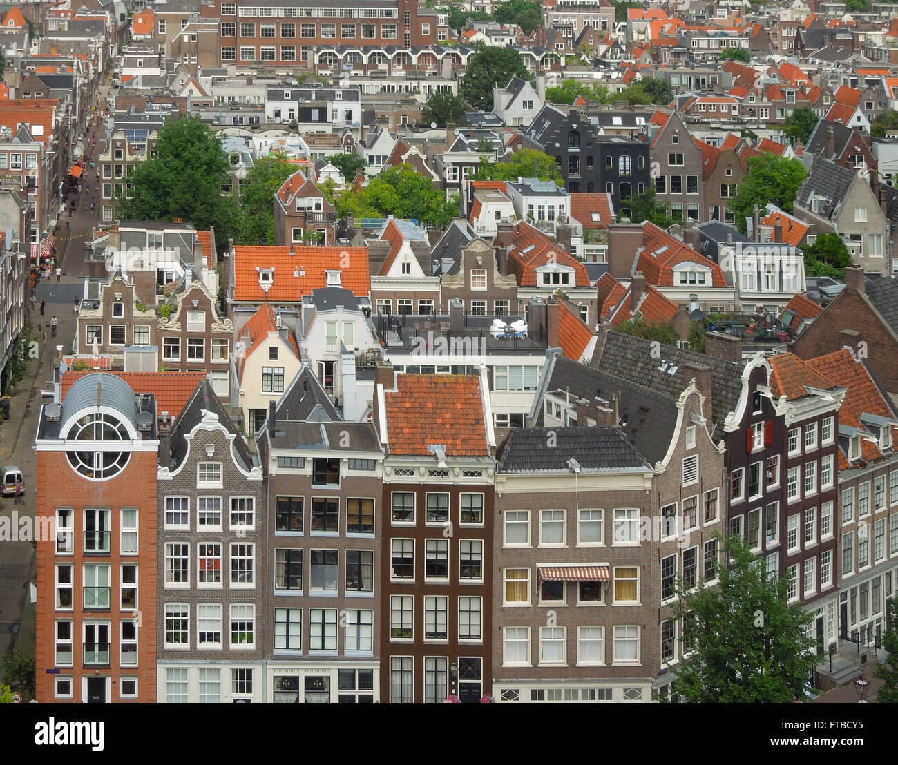 high angle view of Amsterdam, the dutch capital city of the Kingdom of ...