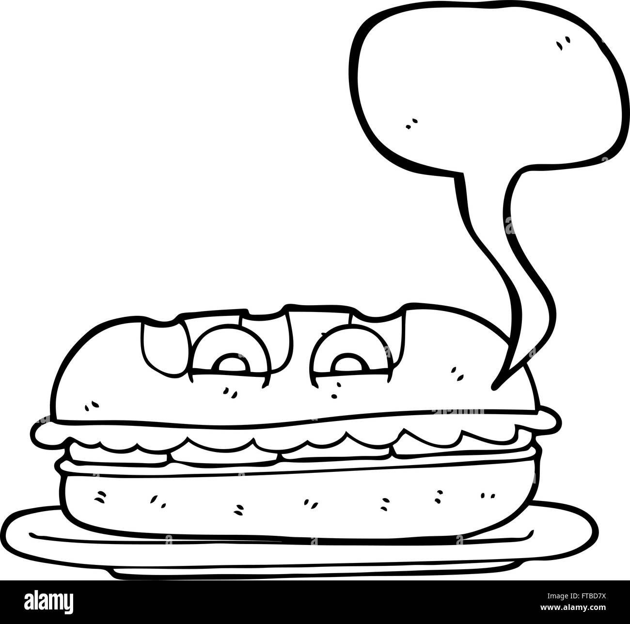 freehand drawn speech bubble cartoon sub sandwich Stock Vector Image ...