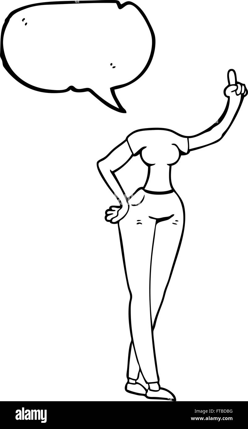 freehand drawn speech bubble cartoon female body with raised hand Stock ...