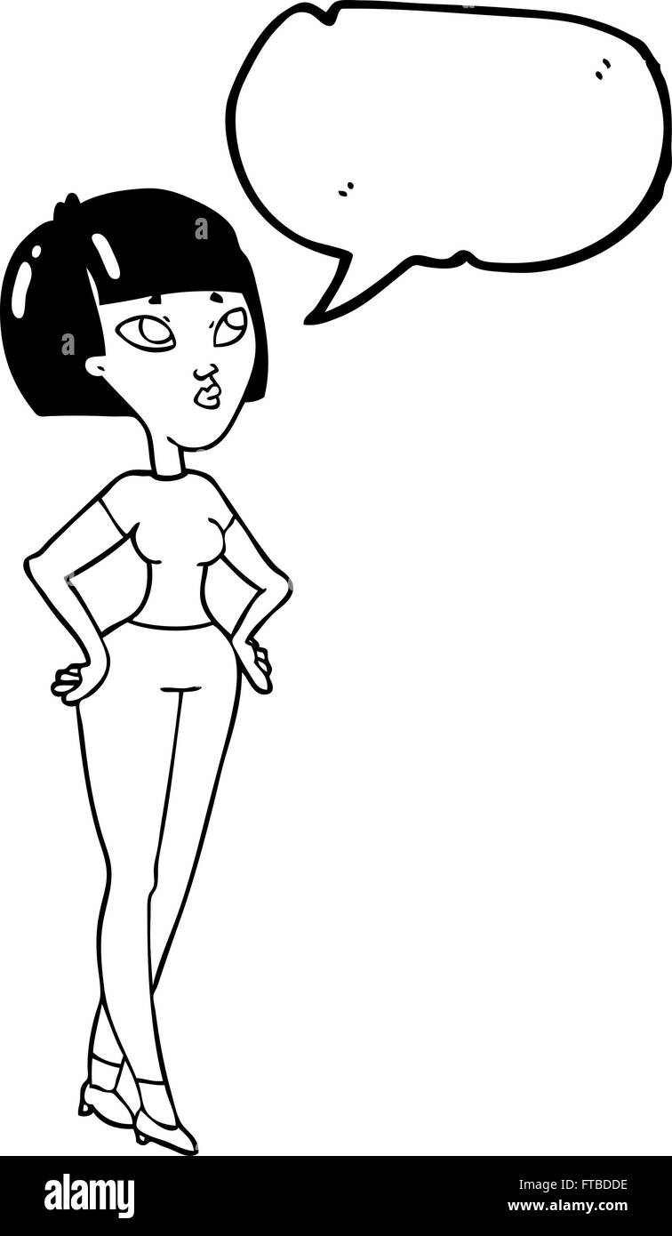 Freehand Drawn Speech Bubble Cartoon Woman Stock Vector Image And Art Alamy