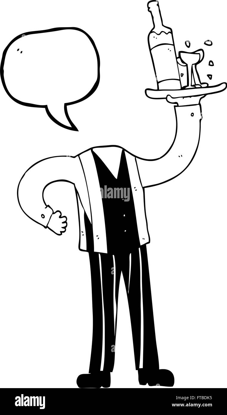freehand drawn speech bubble cartoon headless waiter (add own photos ...