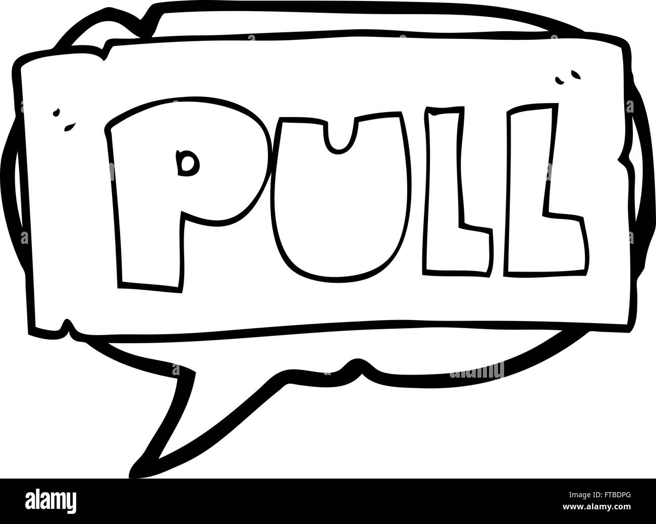 freehand drawn speech bubble cartoon door pull sign Stock Vector Image ...