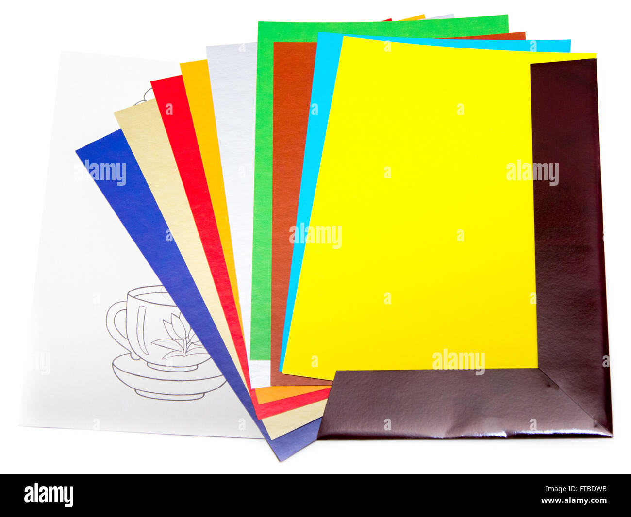 colored paper sheets isolated on white background Stock Photo - Alamy