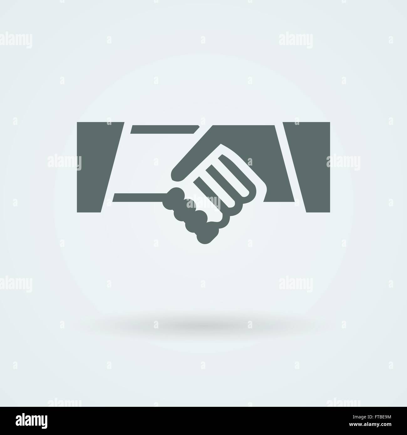 Icon with two vector hands in a handshake. Greeting. Pair work ...