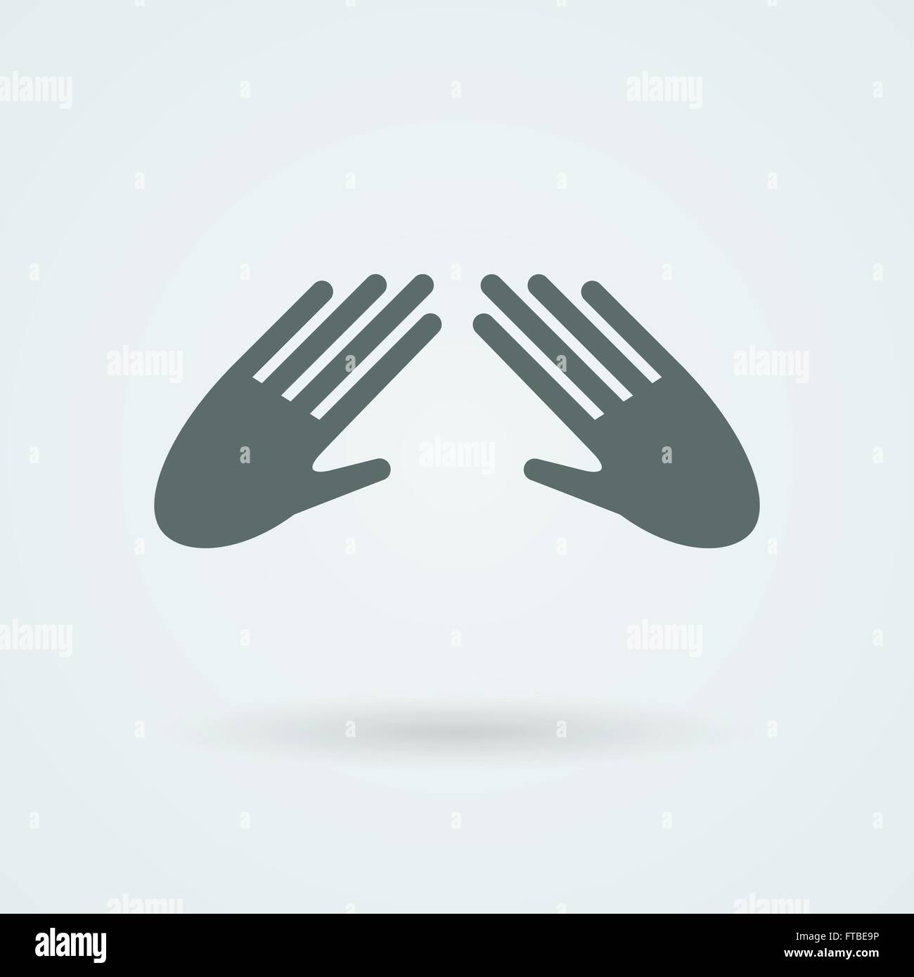 Icon with two vector hands in a handshake. Greeting. Pair work ...