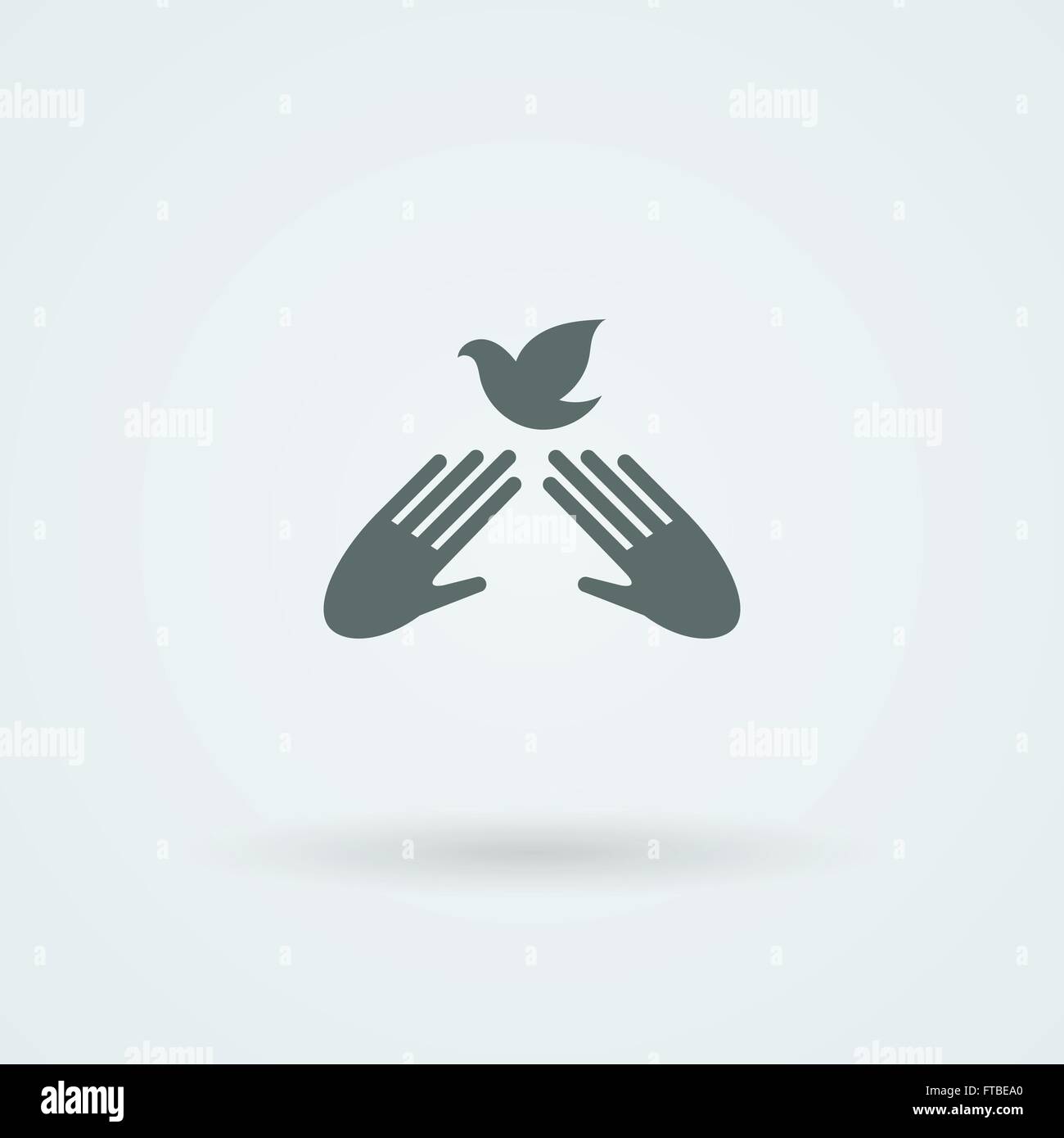 Icon with two vector hands in a handshake. Greeting. Pair work ...
