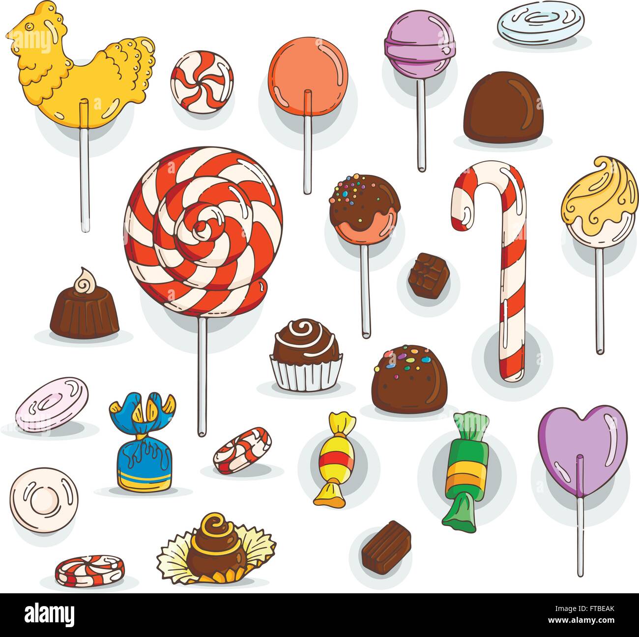 Set of Candy Icons. Glaze, caramel, candy, lollipops, chocolates ...