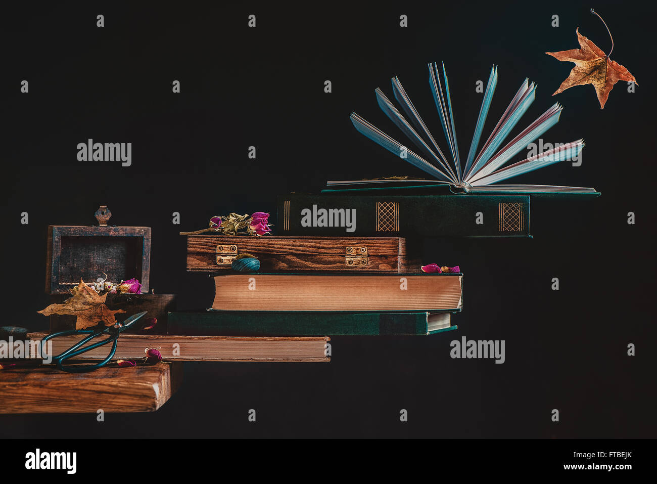 Still life with books vanitas still life with books hi-res stock ...