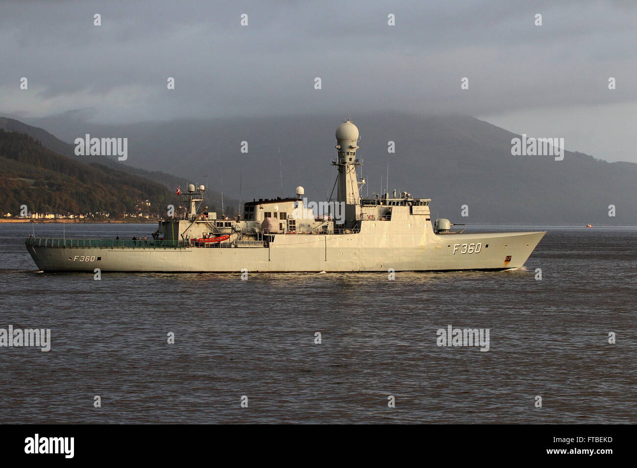 KDM Hvidbjoernen (F360) approaches Cloch Point during the arrival ...