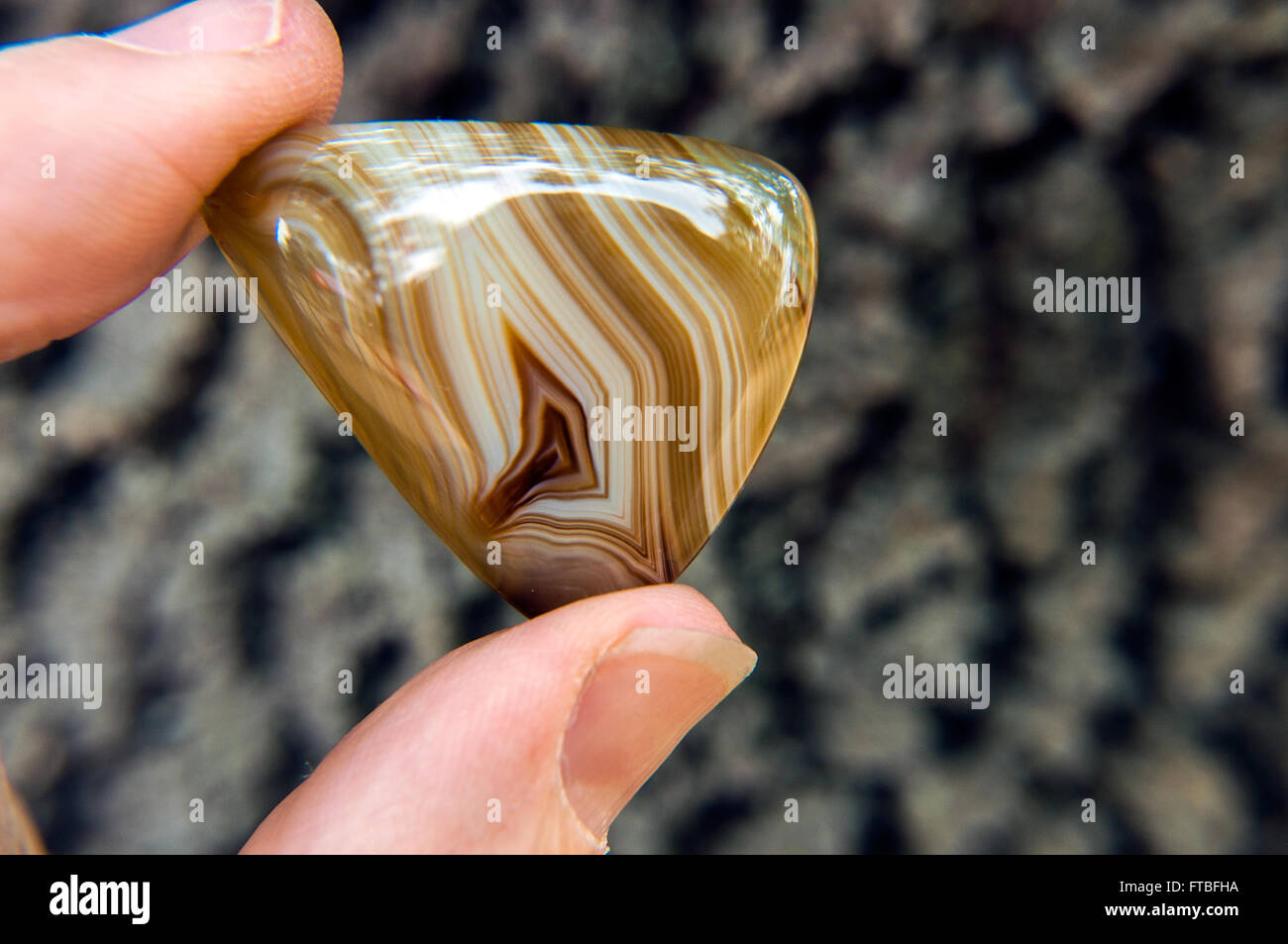 Natural banded agate mineral stone on location in park Stock Photo - Alamy