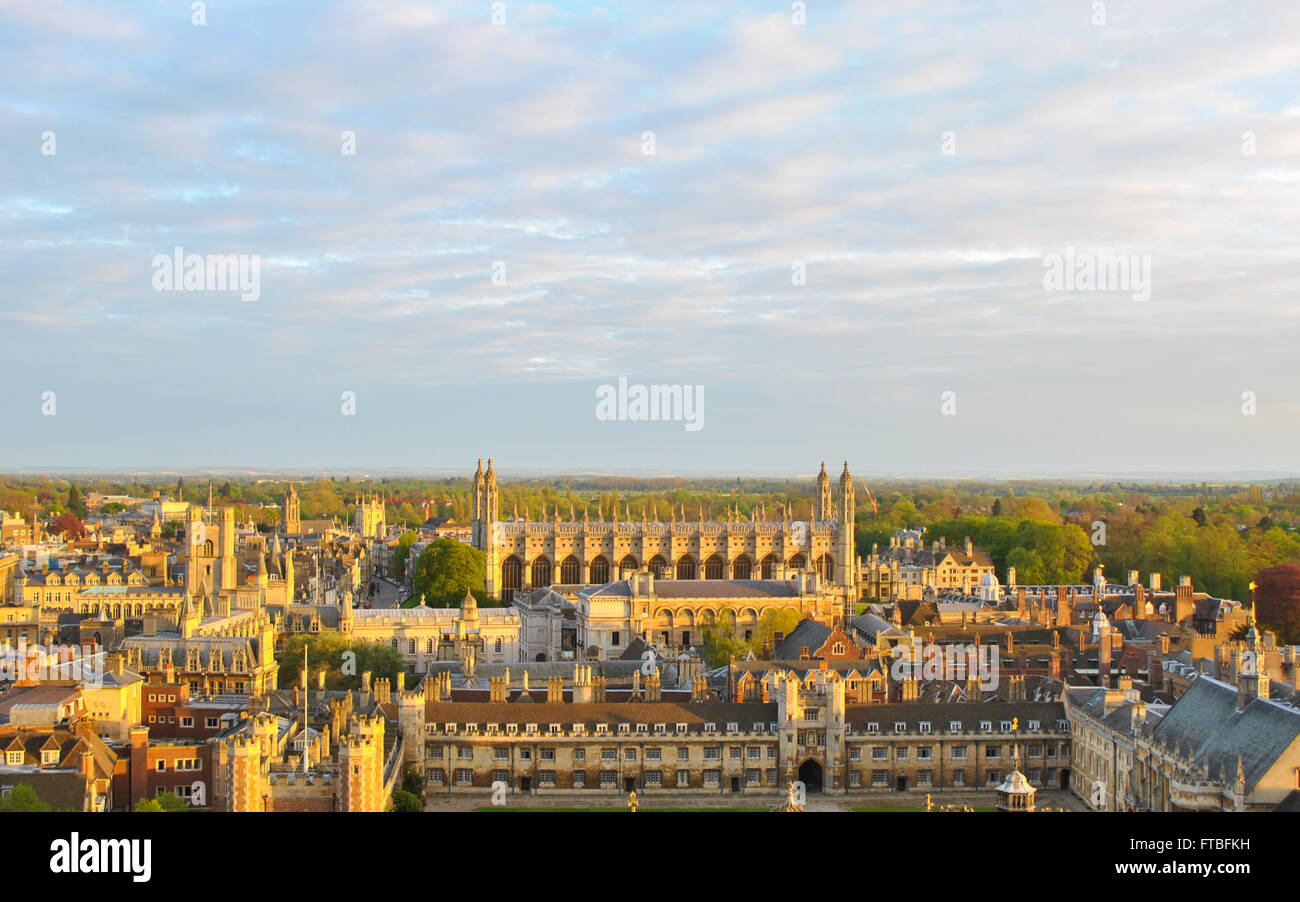 Panoramic view of several College buildings in Cambridge, seen from the ...