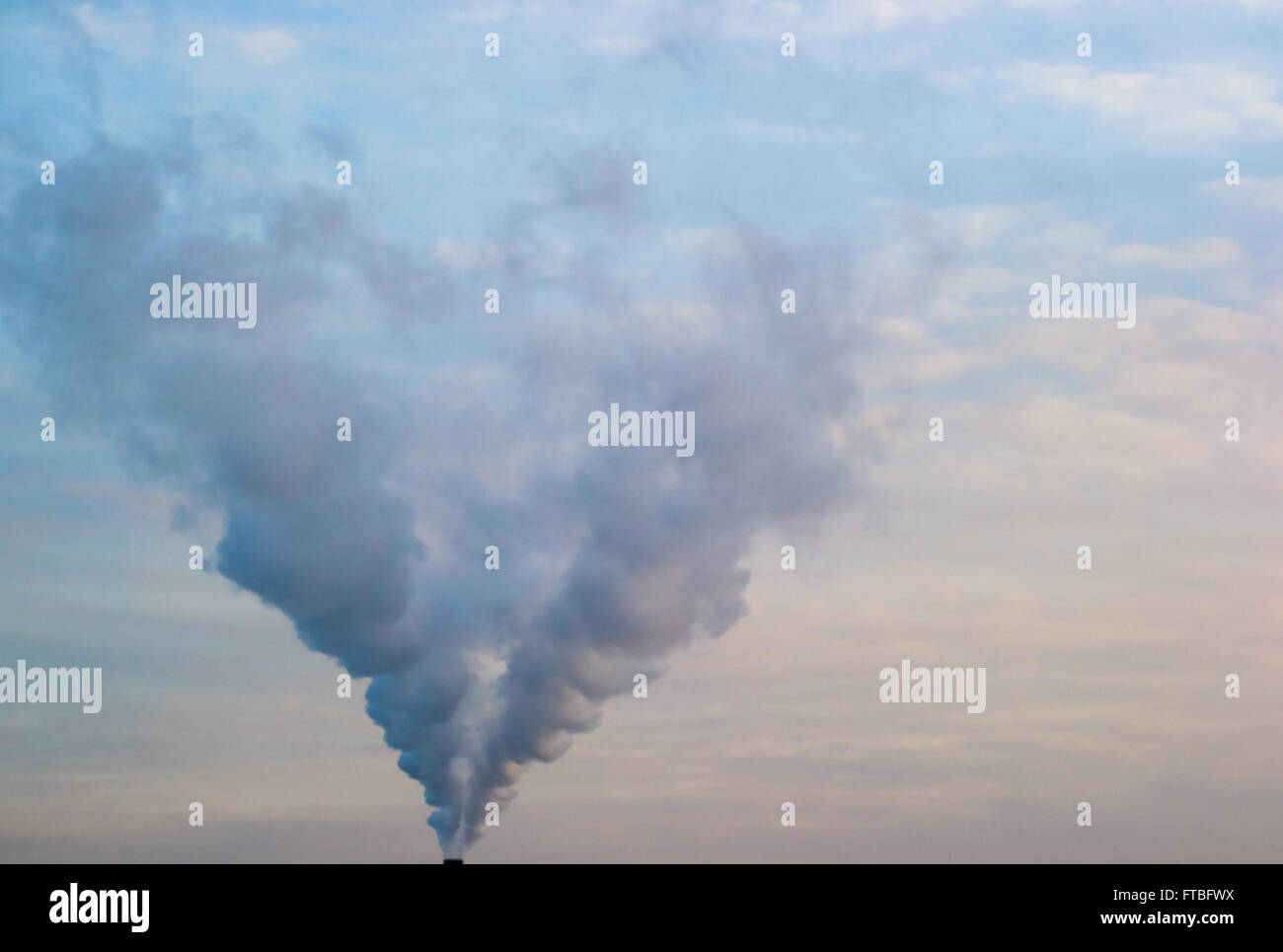 chimney pollution tree air industrial white industry Stock Photo - Alamy