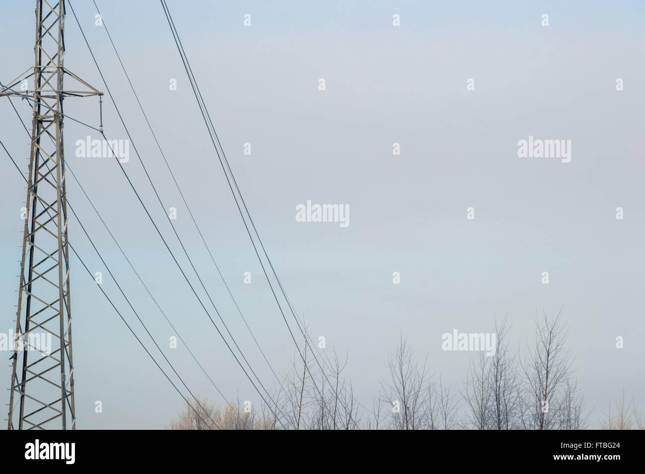 power electricity transmission tower winter grid pole blue Stock Photo ...