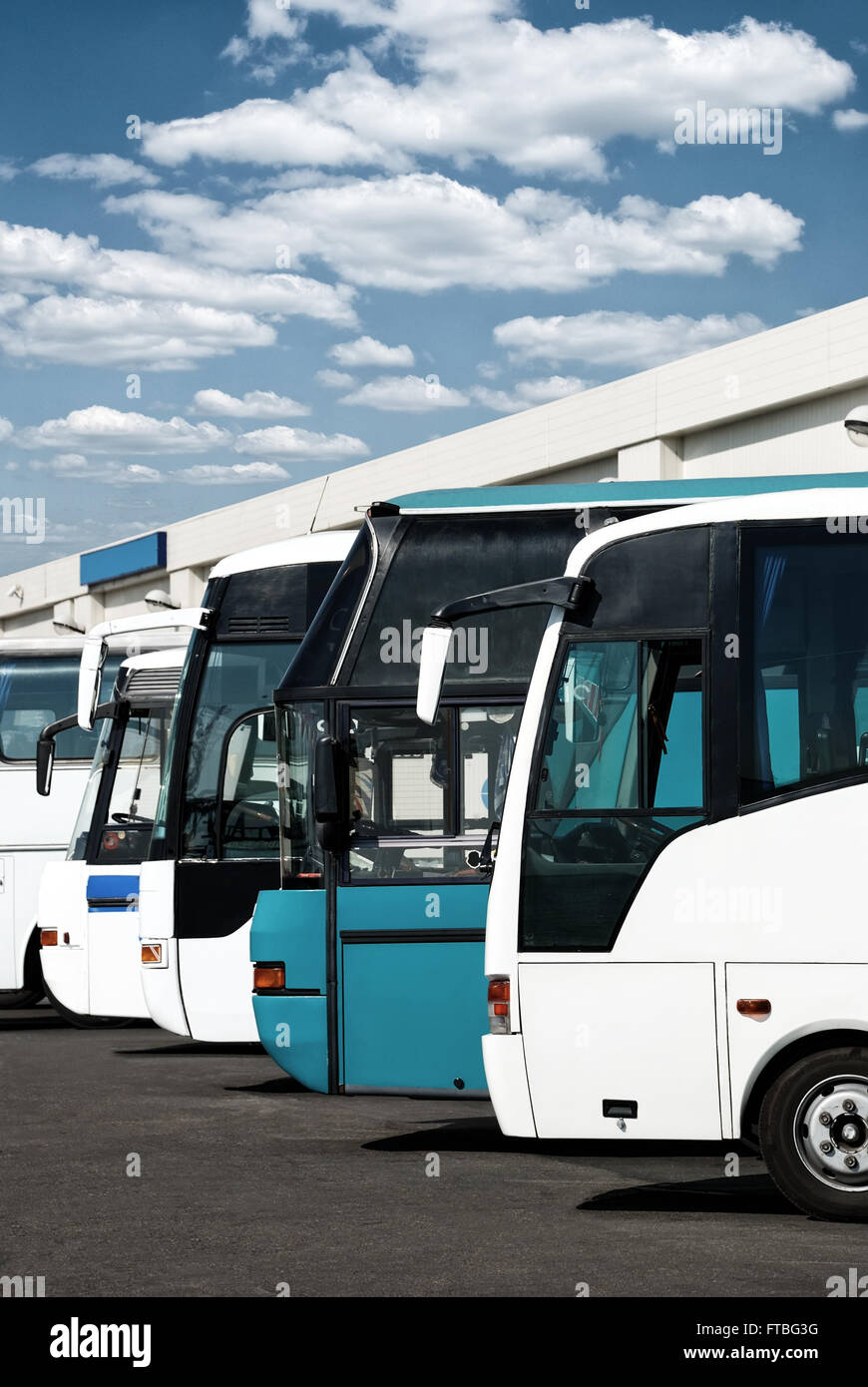buses at the bus station with cloudy sky Stock Photo - Alamy