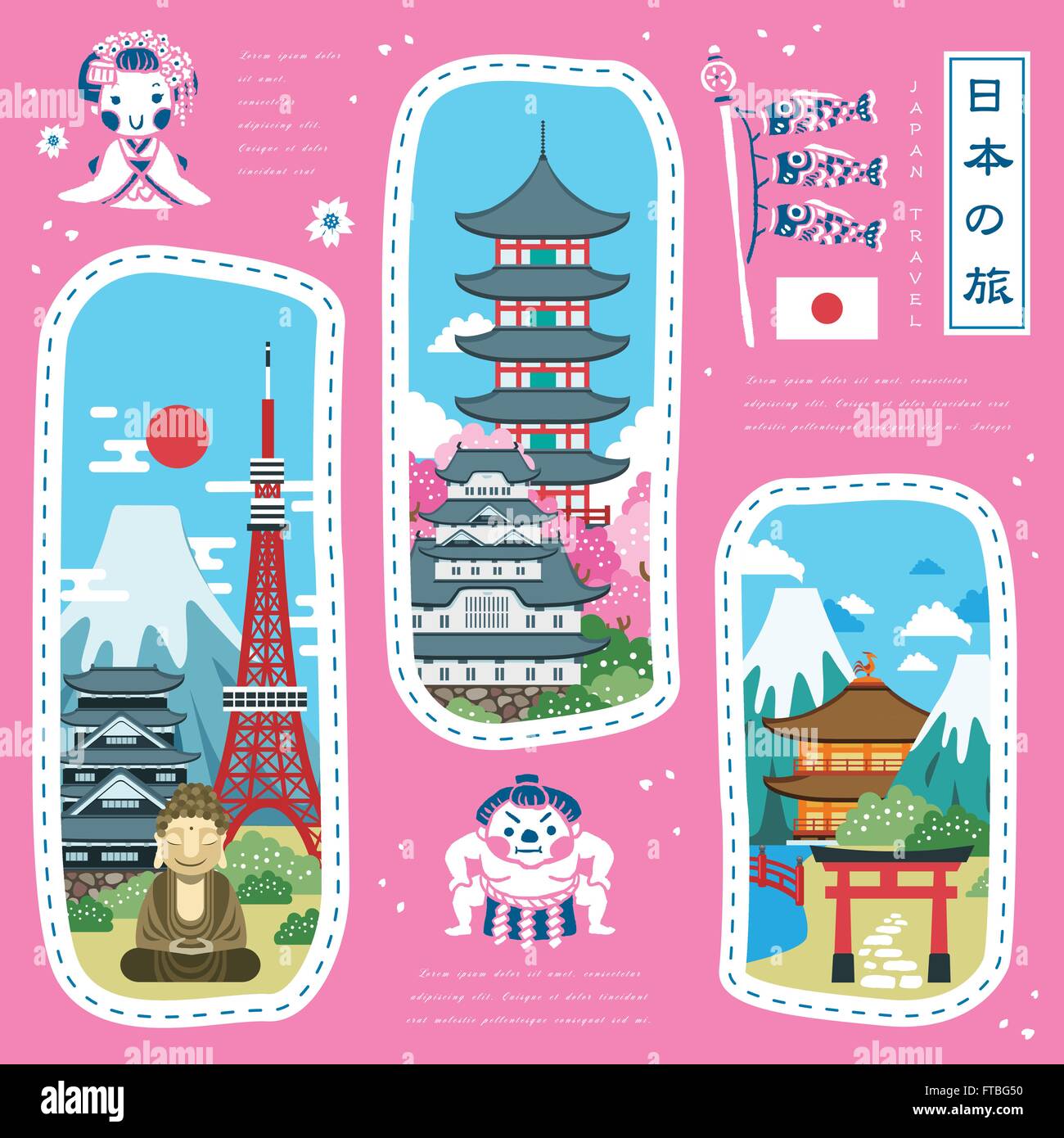 Japan travel map famous attractions hi-res stock photography and images ...