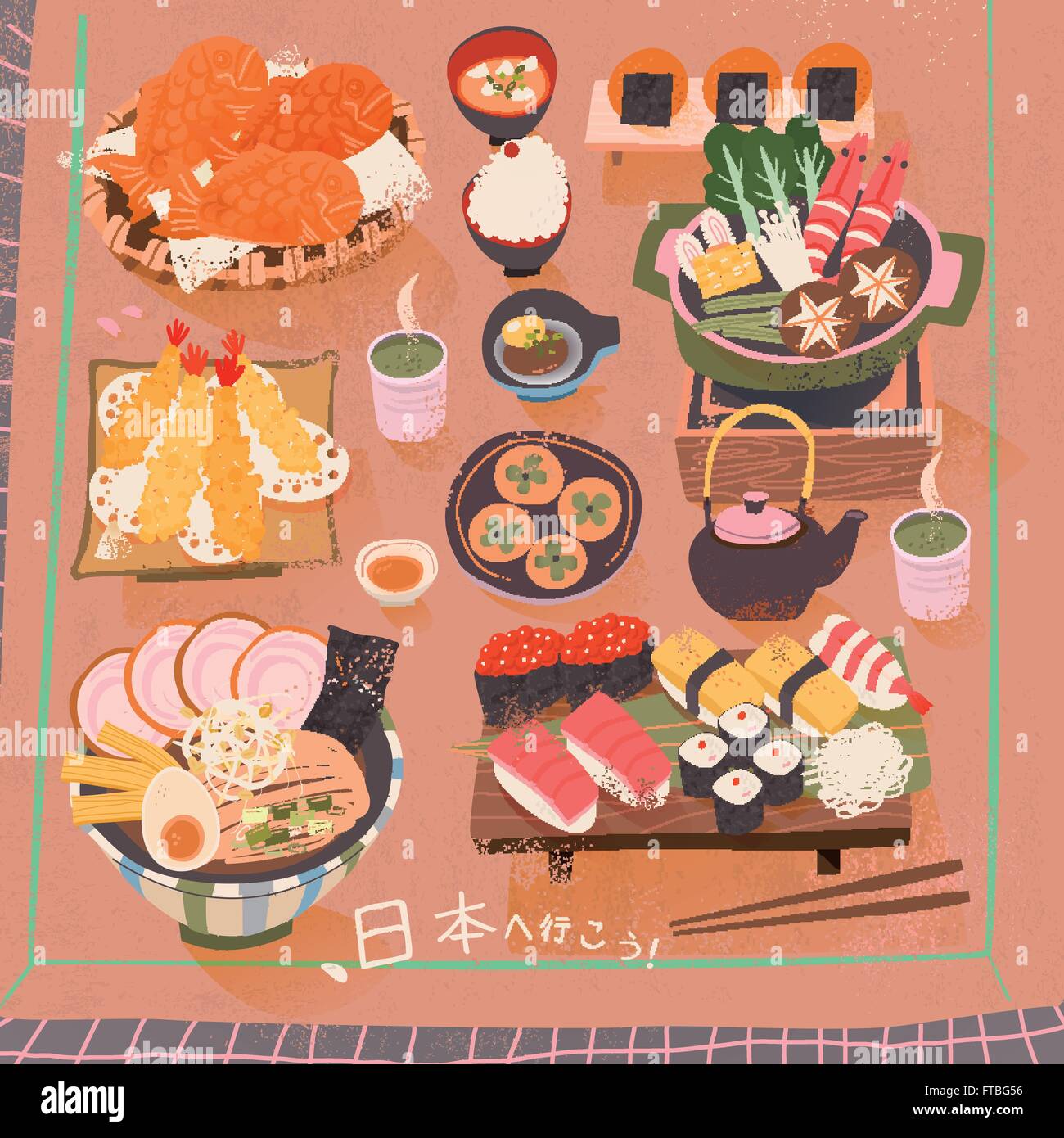 attractive Japan delicacy poster - Let's go to Japan in Japanese Stock ...