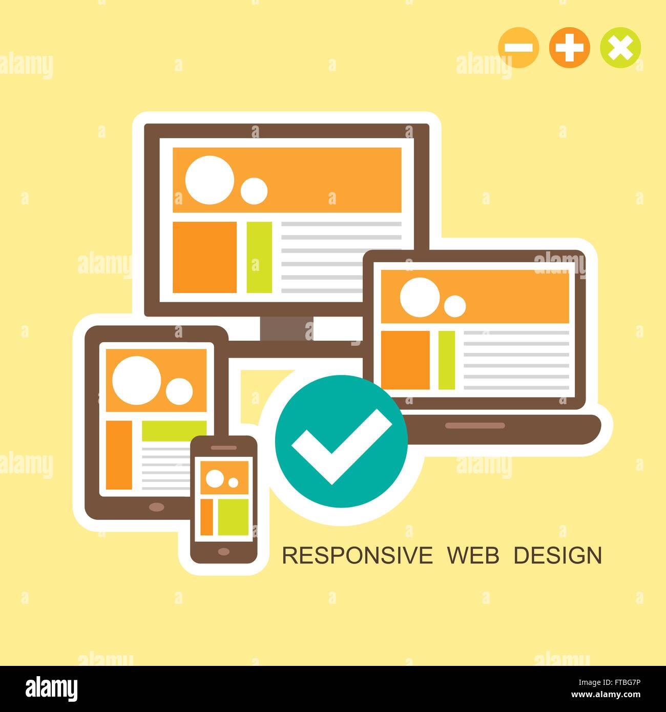 flat design concept of fully responsive user interface on any device ...