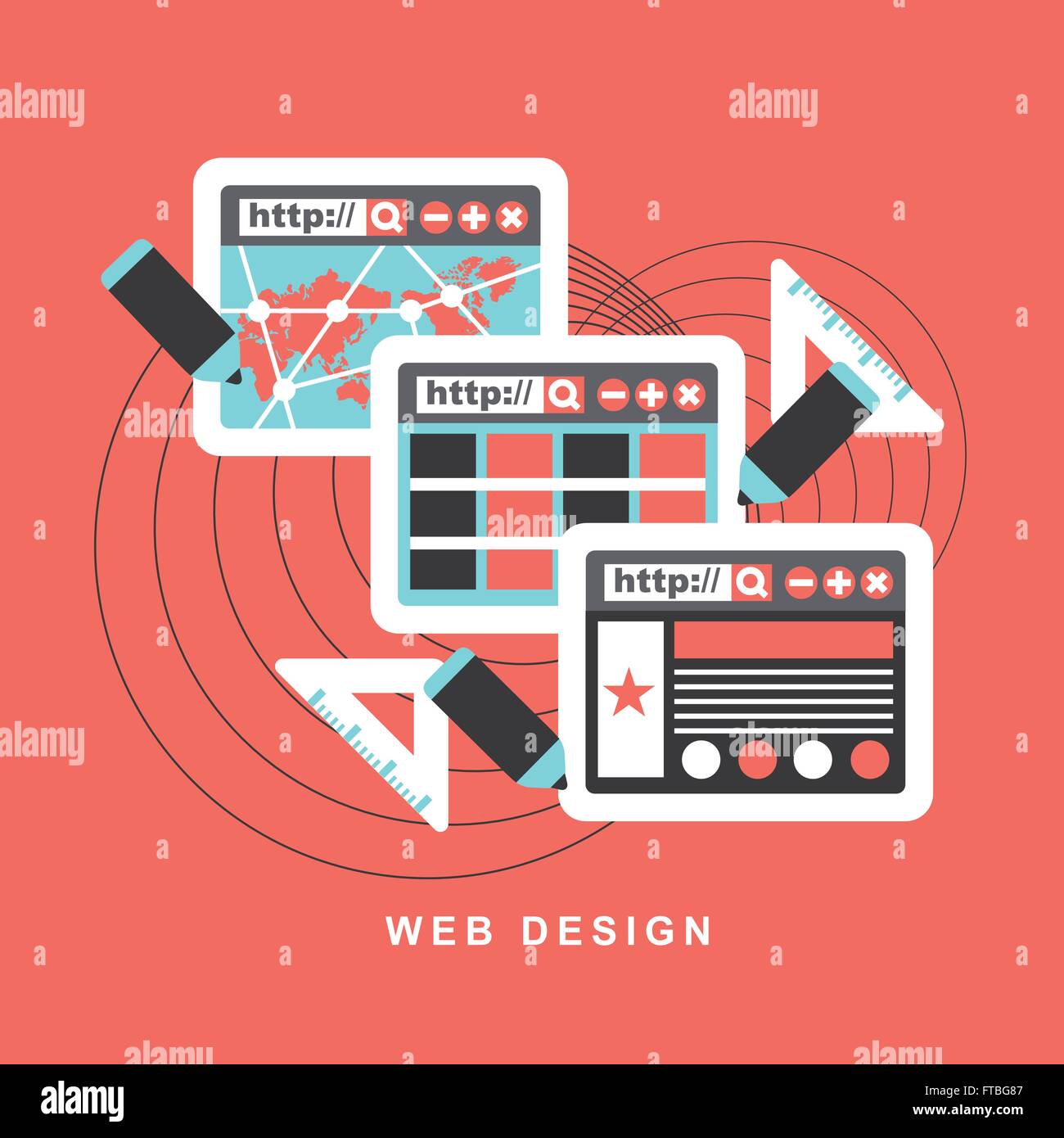 flat design style concept f web design Stock Vector Image & Art - Alamy