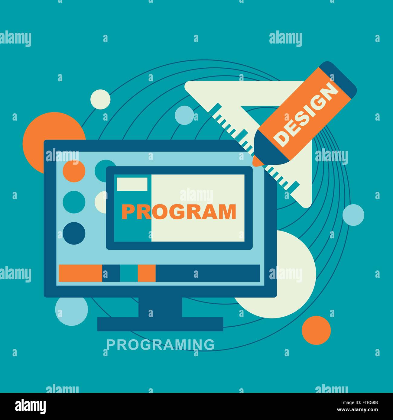 Flat Design Concept Of Programmer Workflow For Web Coding Stock Vector Image And Art Alamy