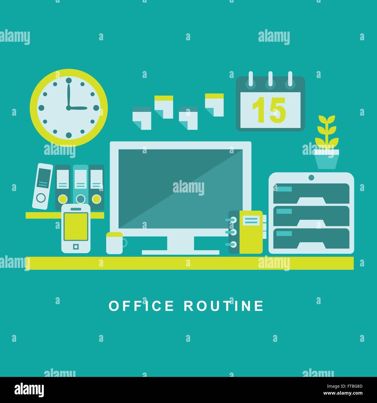 flat design concept of routine office and business lifestyle Stock ...