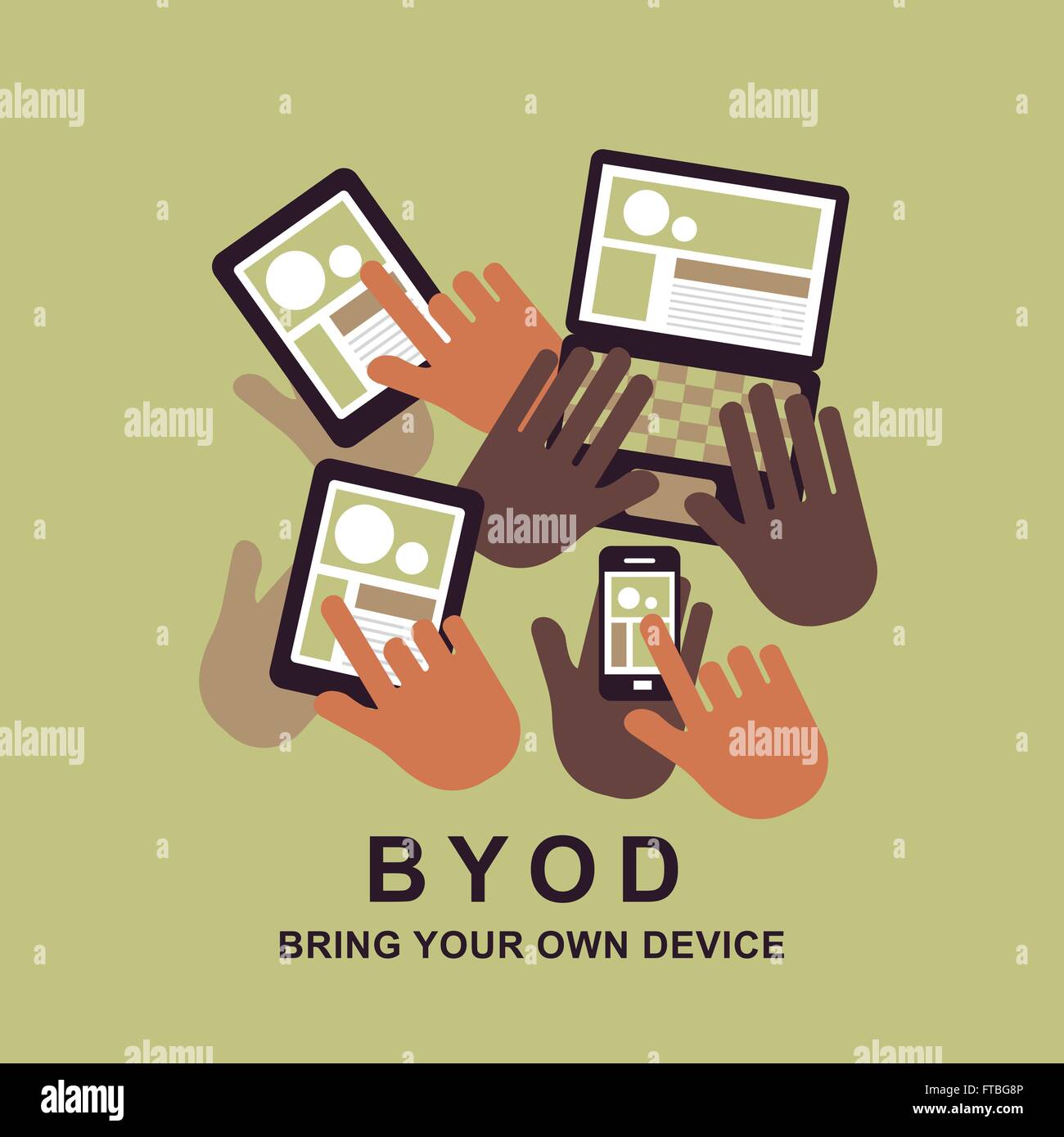 flat design concept of BYOD bring you own device Stock Vector Image ...