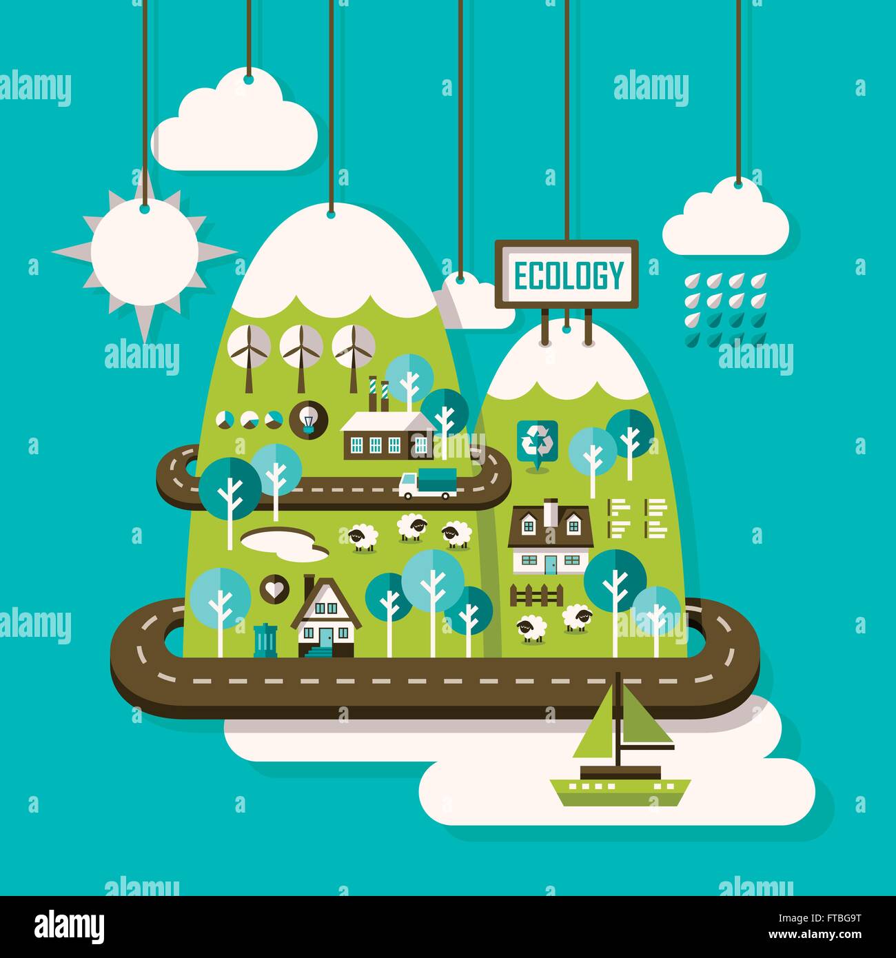 flat design vector illustration concept of ecology Stock Vector Image ...