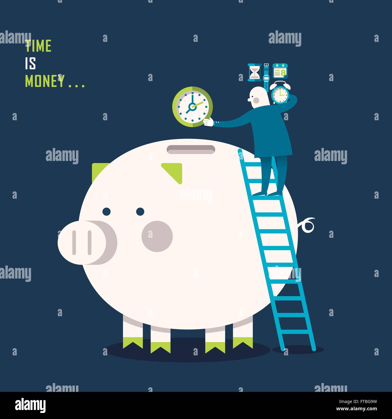 flat design vector illustration concept of time is money Stock Vector ...
