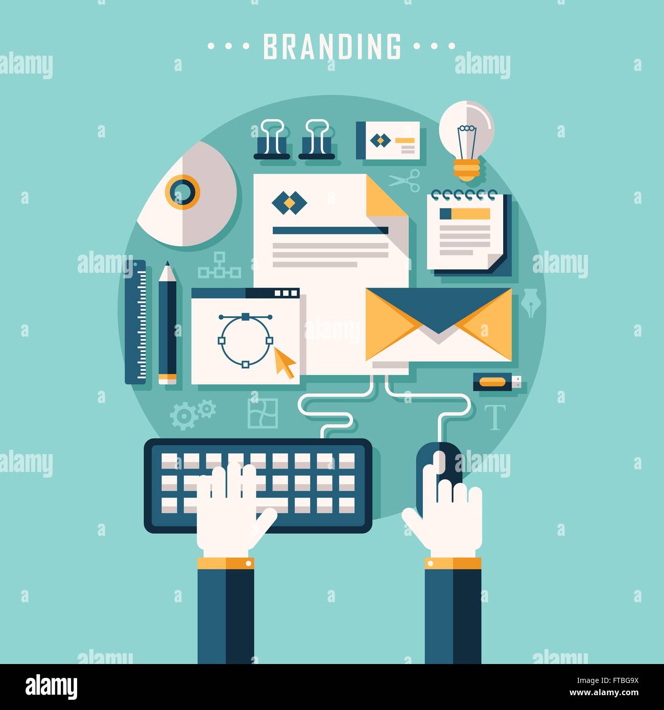 flat design vector illustration concept of branding Stock Vector Image ...