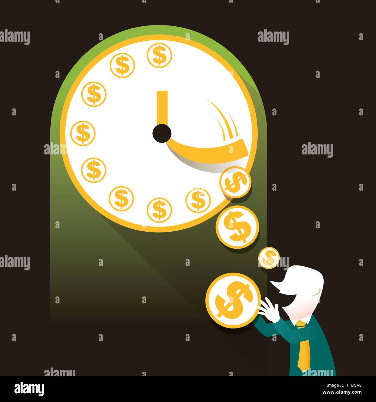 flat design vector illustration concept of time is money Stock Vector ...