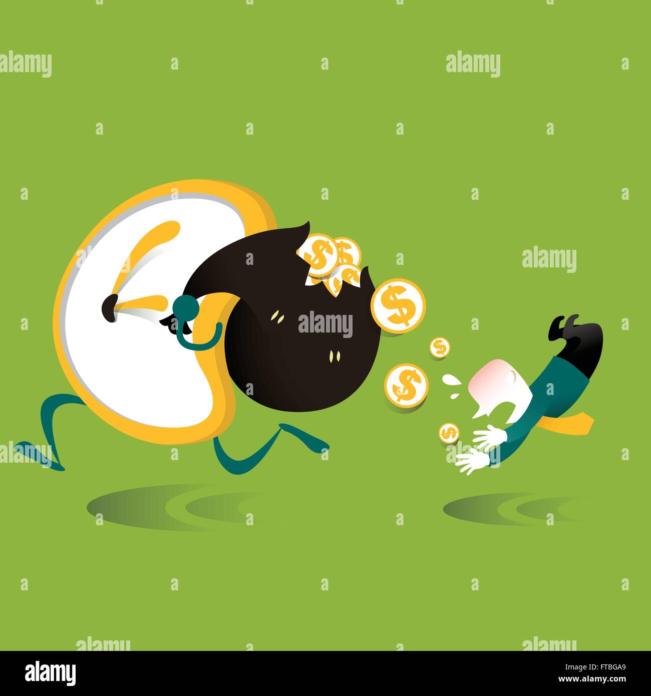 flat design vector illustration concept of time is money Stock Vector ...