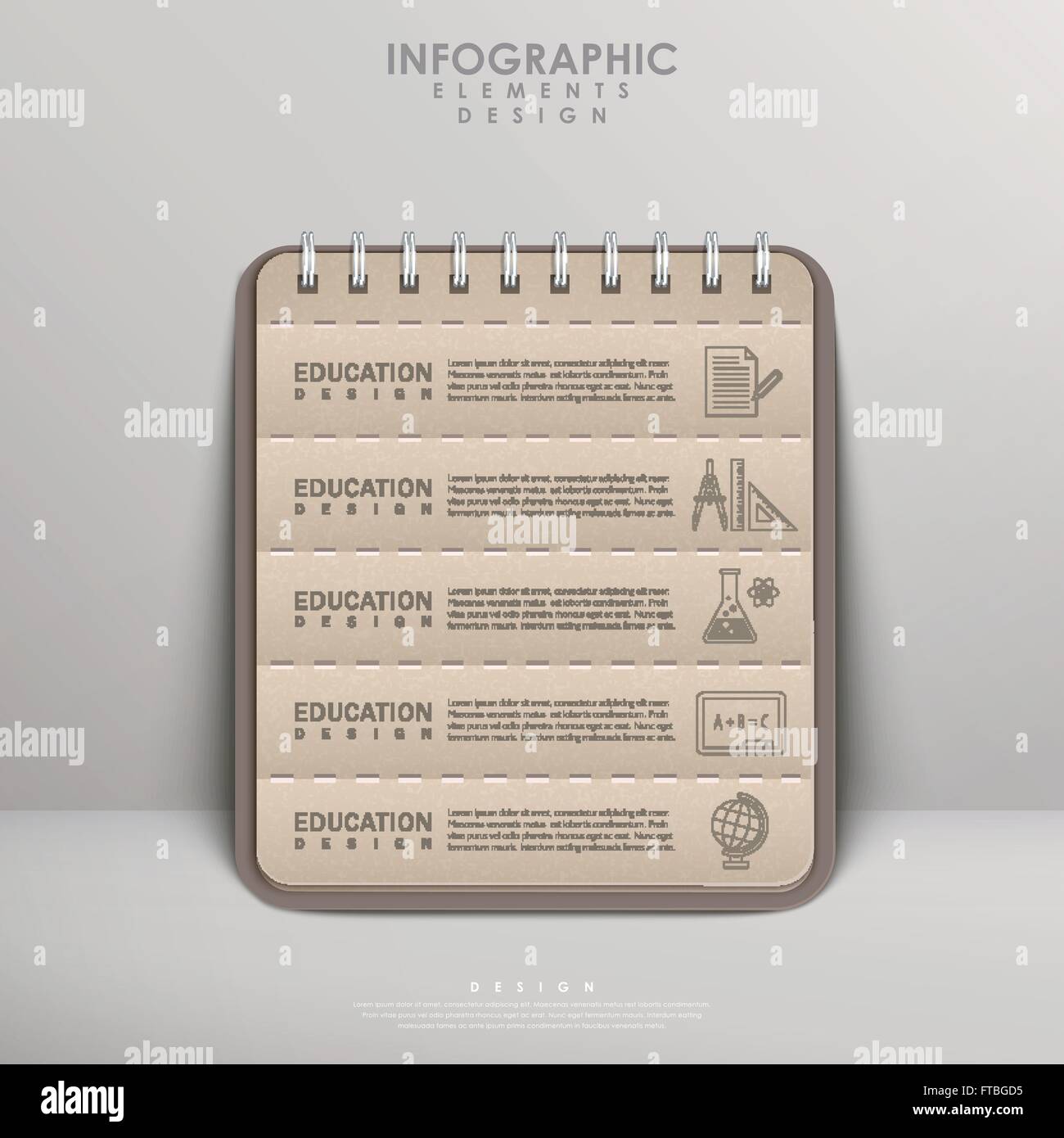 recycled paper notebook for education infographic element design Stock ...