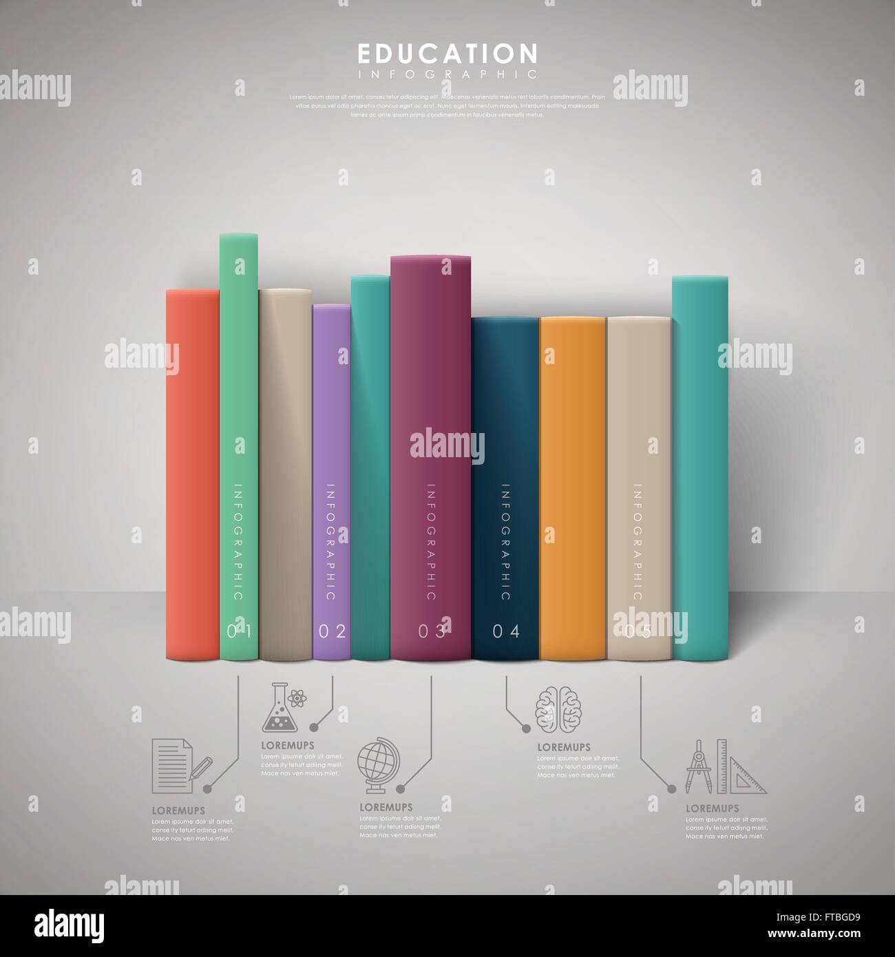 education infographic design with colorful books element Stock Vector ...