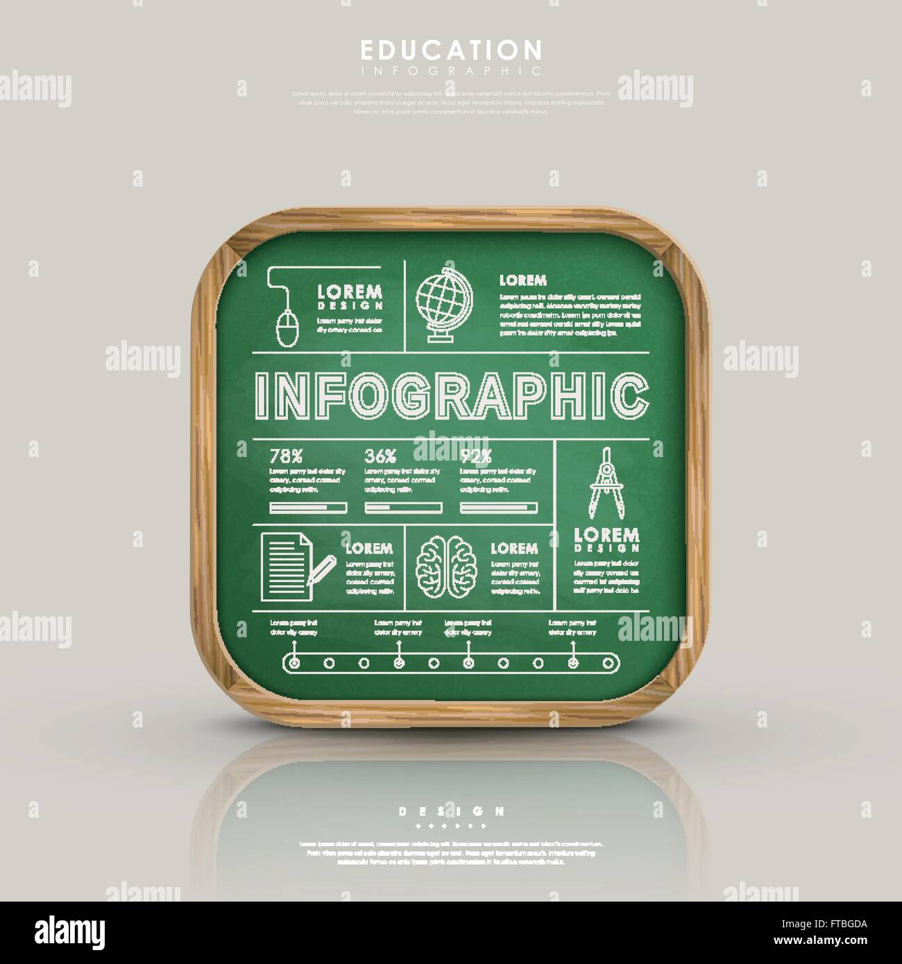 education infographic design with wooden blackboard element Stock ...